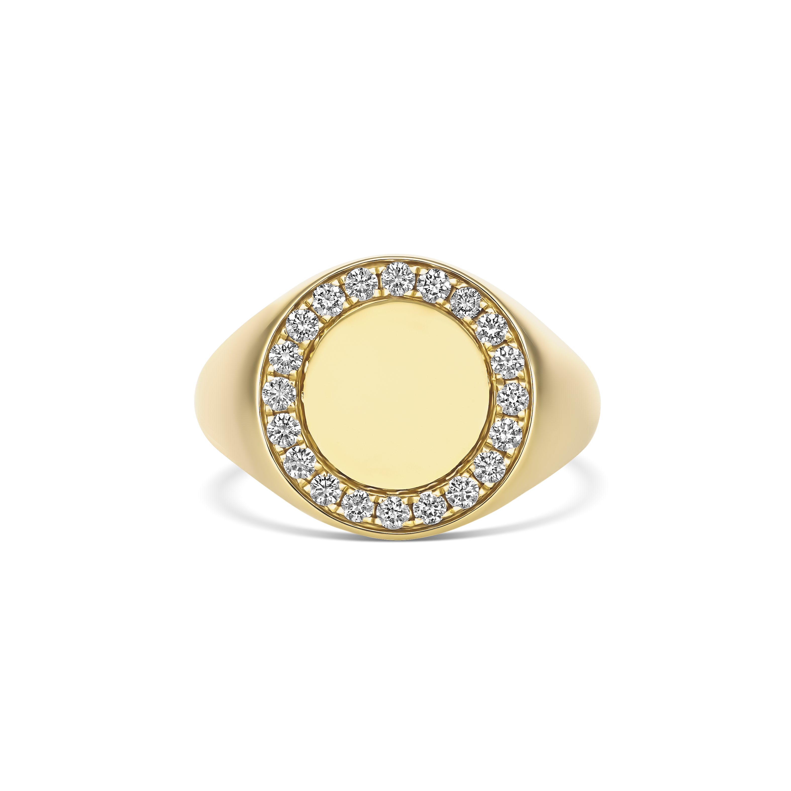 Capri Dreaming® Solid Gold Halo Diamond Signet Ring | 18K Yellow Gold ...