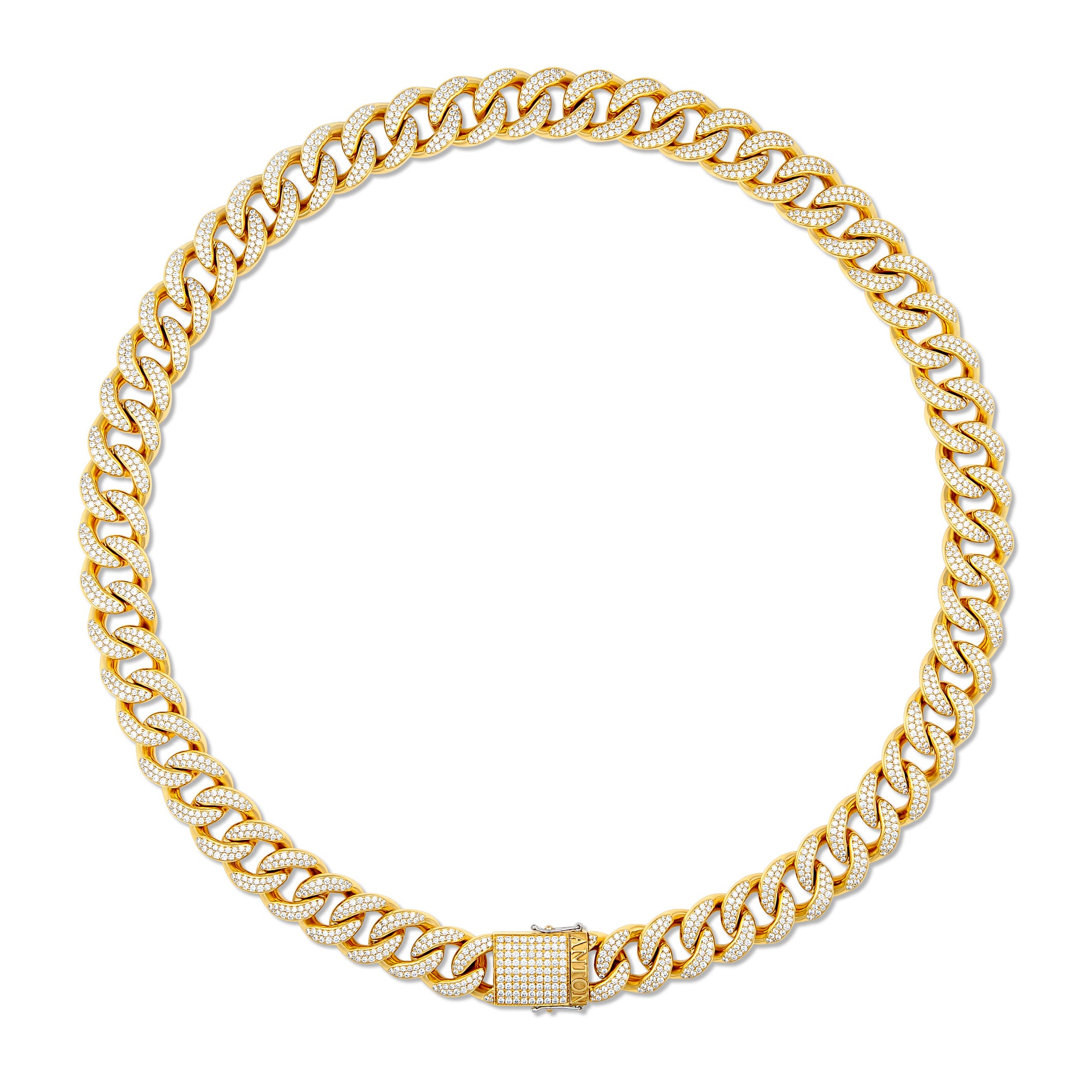 Men's Cuban Diamond Link Chain Necklace | Yellow Gold – ANTON Jewellery