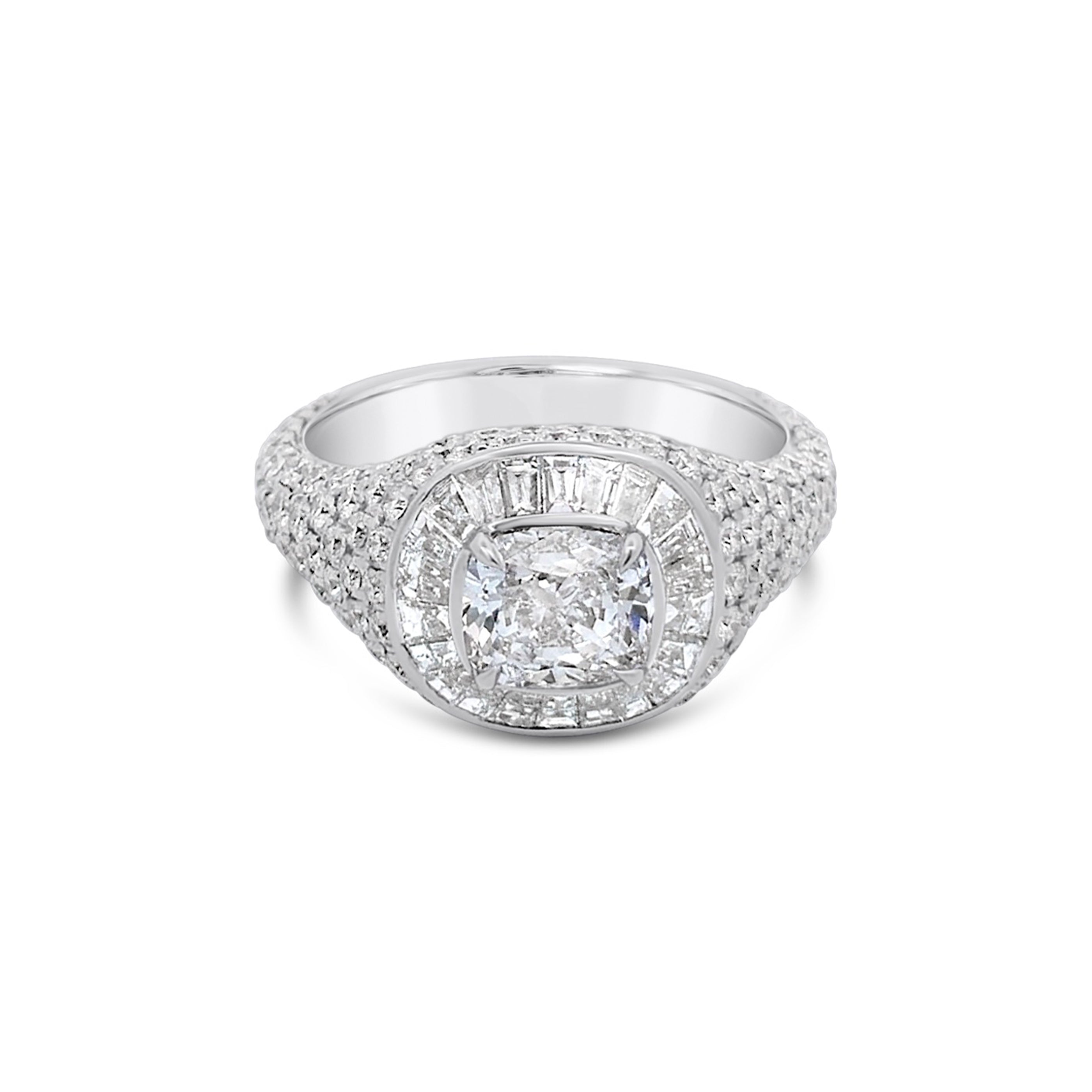 Artisan Sigma Cushion Cut Diamond Signet Ring | 18K White Gold – ANTON ...