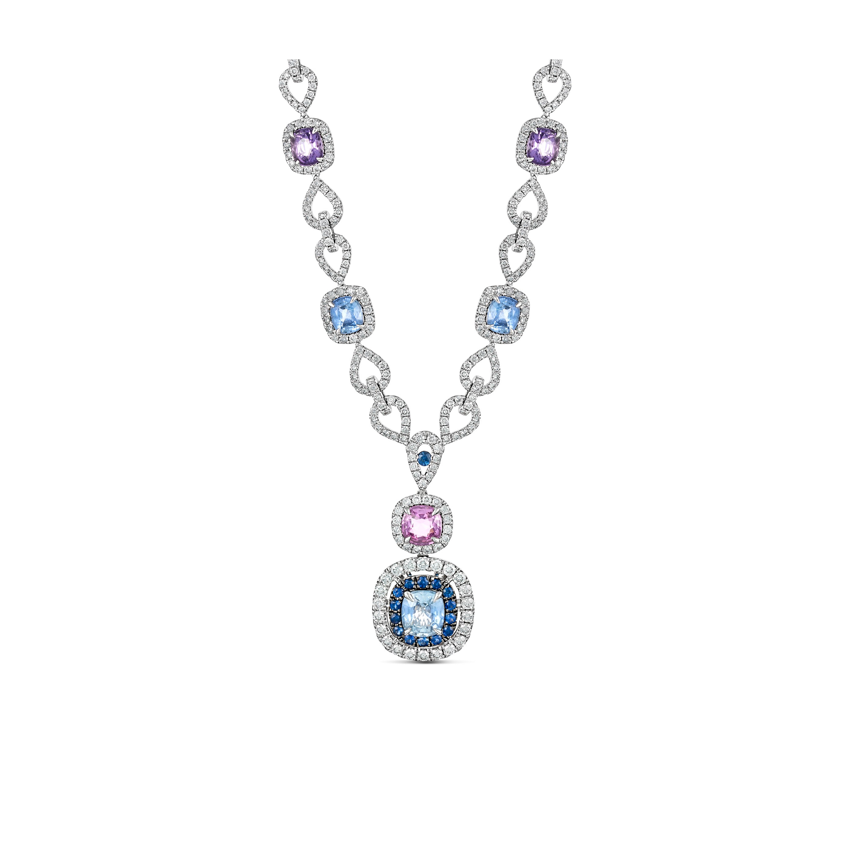 Regal Collection® Multi Shape Coloured Sapphire and Diamond Necklace ...